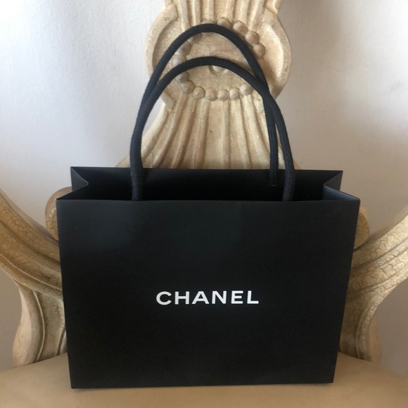 CHANEL | Accessories | Chanel Small Luxury Black Paper Bag Wblack Rope ...